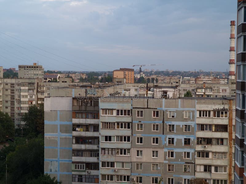 Fragment of a Multi-storey Building of Soviet Architecture Stock Image ...