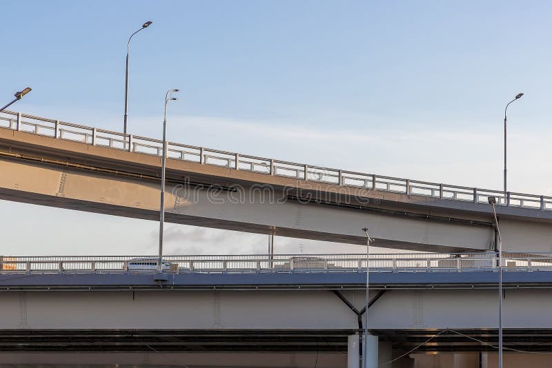 Fragment of a Multilevel Road Junction, Bottom View. Modern Road ...