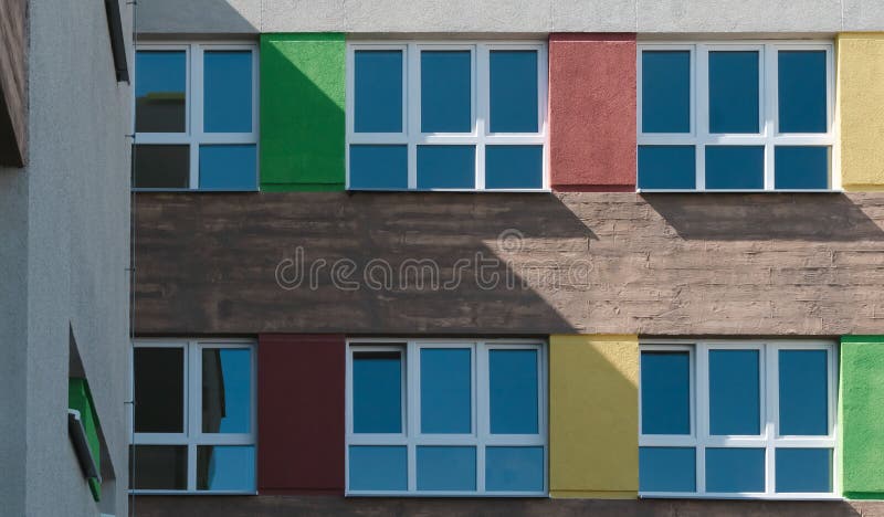 A Fragment of a New House with Windows Stock Photo - Image of ...
