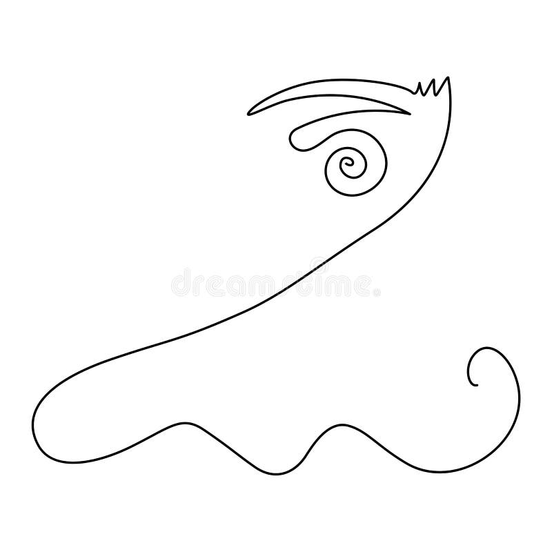 Fragment Nose and Eyes. Continuous Line Drawing. Vector Illustration ...