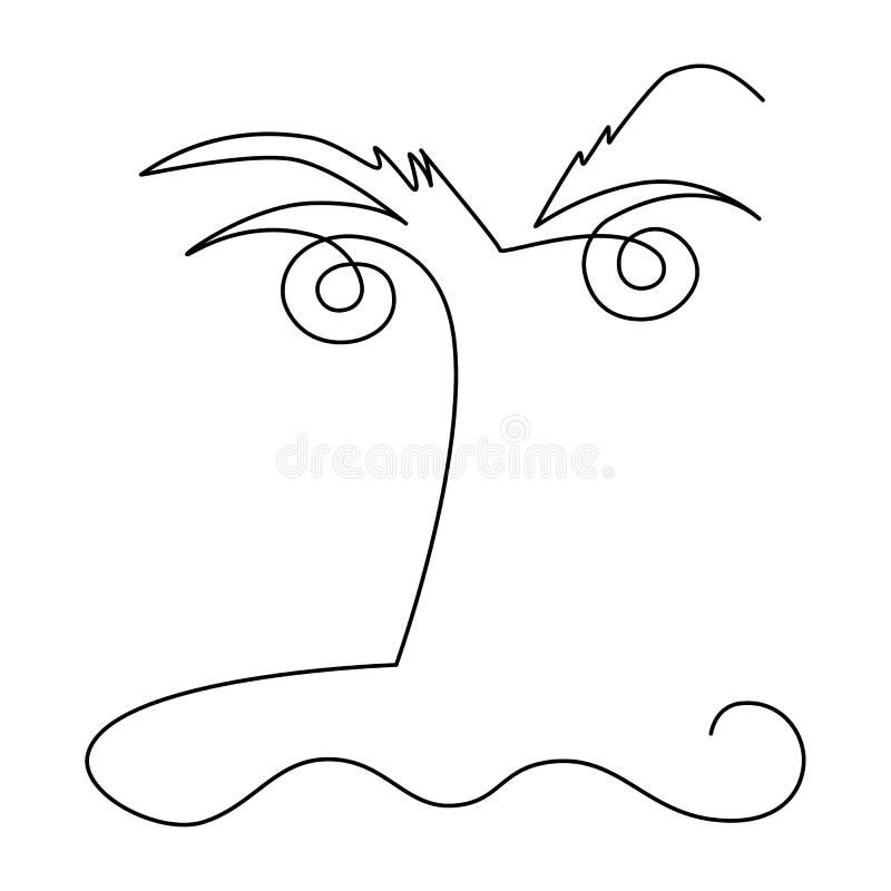 Fragment Nose and Eyes. Continuous Line Drawing. Vector Illustration ...