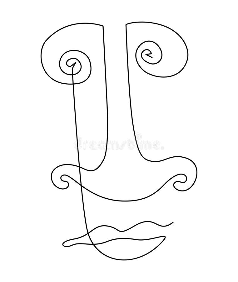 Fragment Nose and Eyes. Continuous Line Drawing. Vector Illustration ...