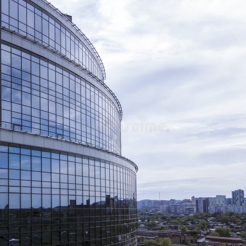Fragment of an Office Building Tower Skyscraper Against the Blue Sky ...