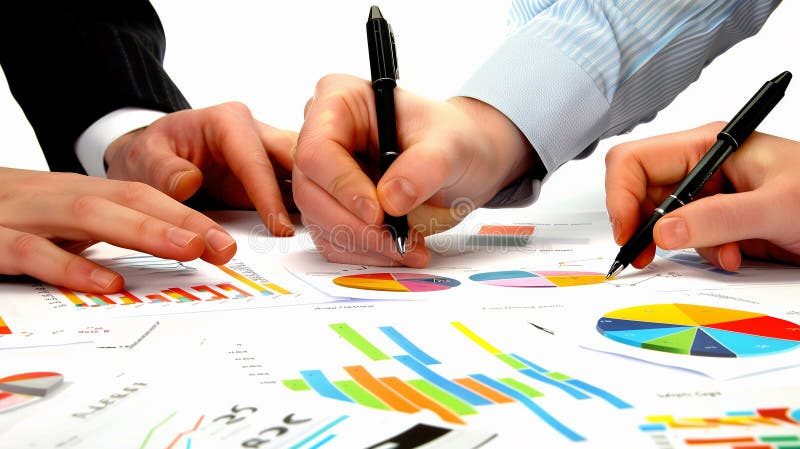 Fragment - Office Workers Hands Holding Pens Study Work Schedules ...