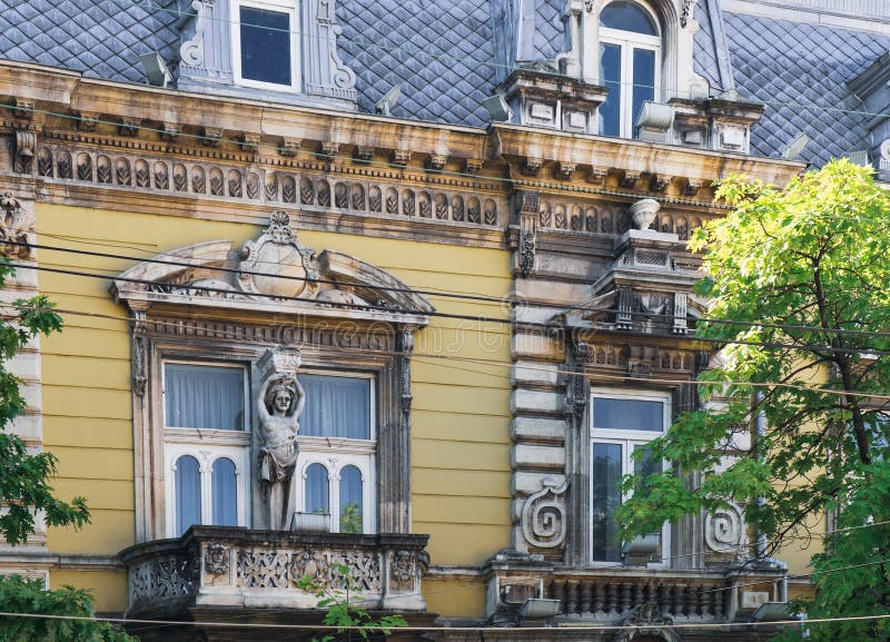 Fragment of Old Building Facade in Ruse, Bulgaria Stock Photo - Image ...
