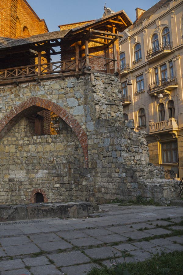 A Fragment of the Old City Wall Stock Photo - Image of wood ...