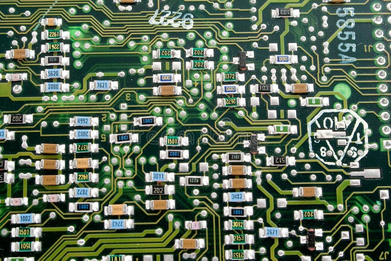 Fragment of an Old Computer Board. Stock Image - Image of electronics ...