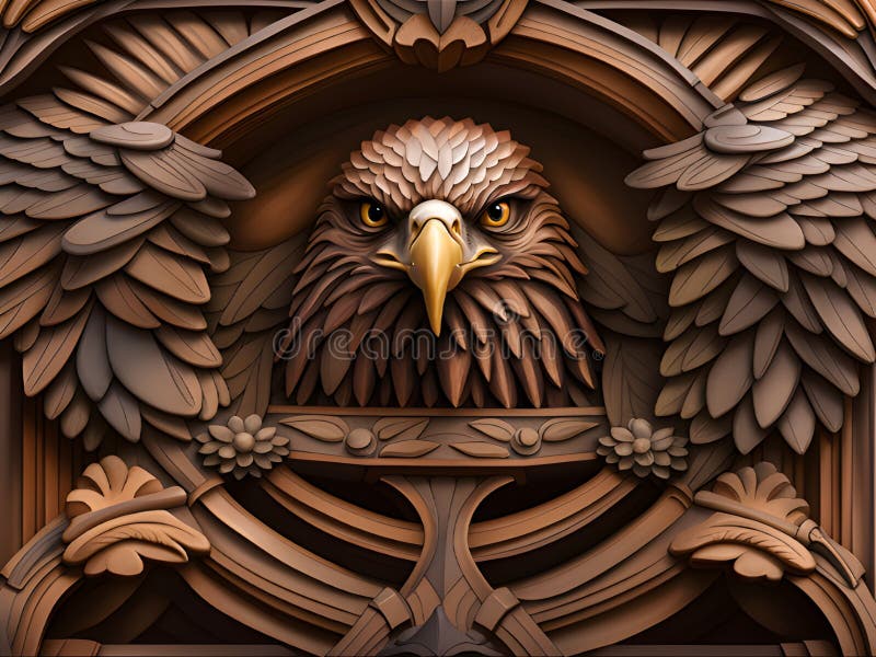 A Fragment of an Old Eagle with Golden Wings. Eagle Statue on the Wall ...