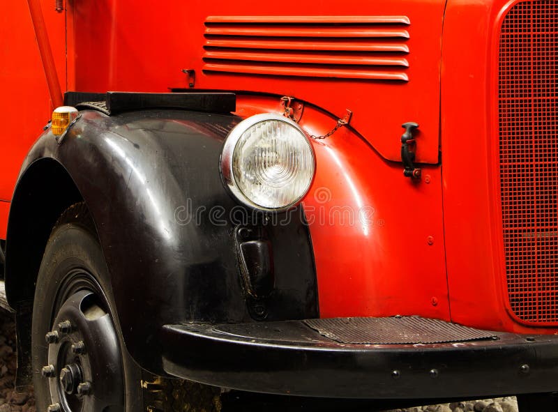 Fragment of the Old Fire Engine Stock Image - Image of headlight, black ...