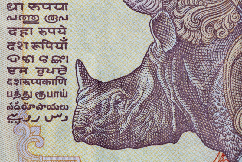 Fragment of Old 10 Indian Rupee Reverse Stock Image - Image of paper ...