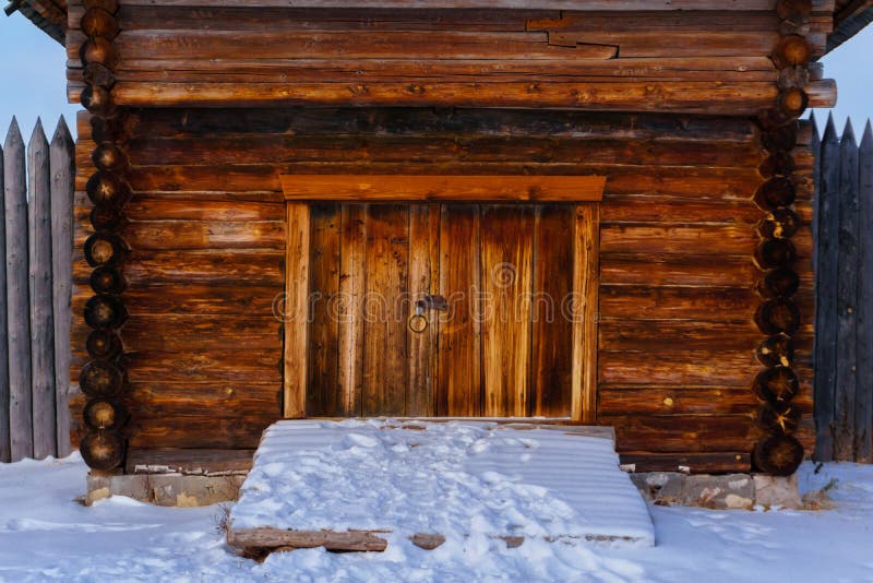 Fragment of an Old Log Tower Stock Image - Image of rustic, house ...