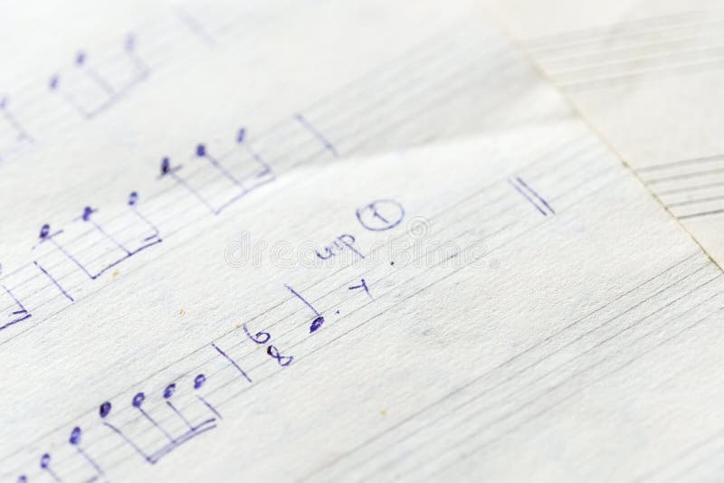 Fragment of an Old Musical Notebook with Hand Written Notes Stock Image ...