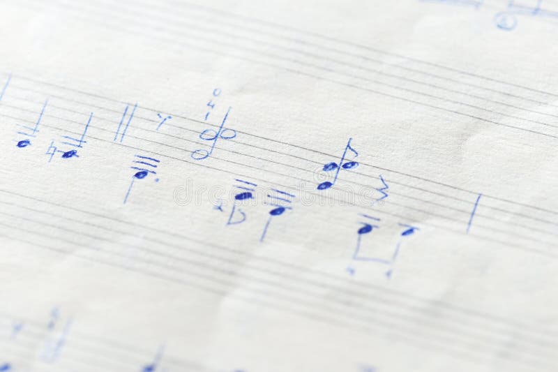 Fragment of an Old Musical Notebook with Hand Written Notes Stock Image ...