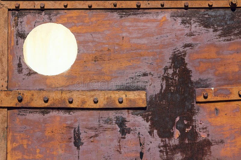 Fragment of Old Rusty Iron Gates with Rivets. Stock Photo - Image of ...