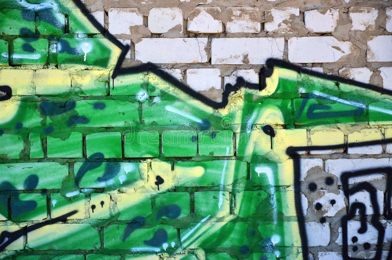 Fragment of an Old Wall with Colorful Graffiti Painting Stock Photo ...