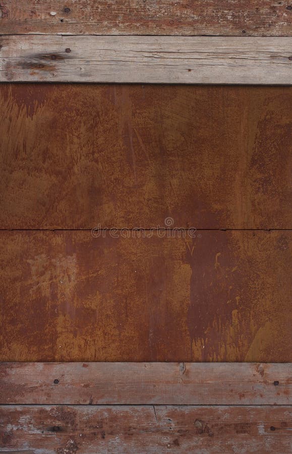 Fragment of Old Wood Wall and Rusty Metal Stock Photo - Image of ...