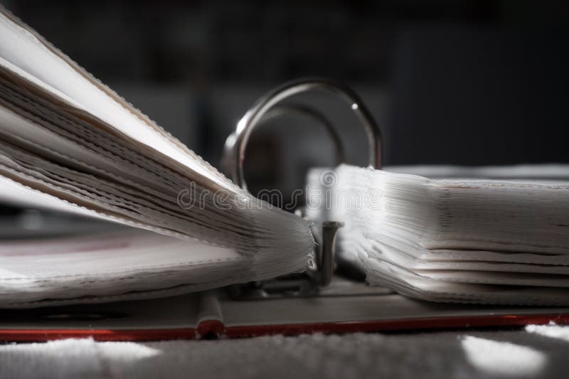 Fragment of an Open Folder with Files. Close-up Stock Photo - Image of ...