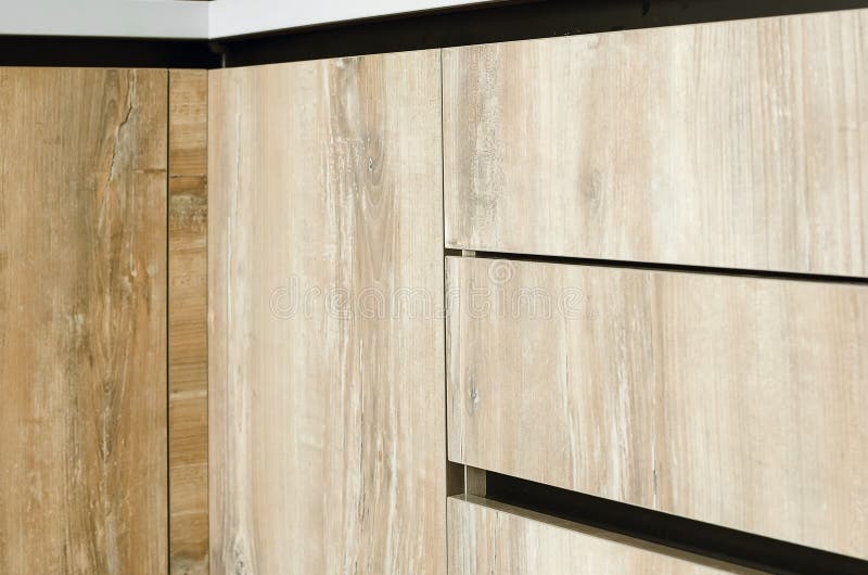 Fragment of a Plastic Kitchen Facade with Wood Texture Stock Image ...