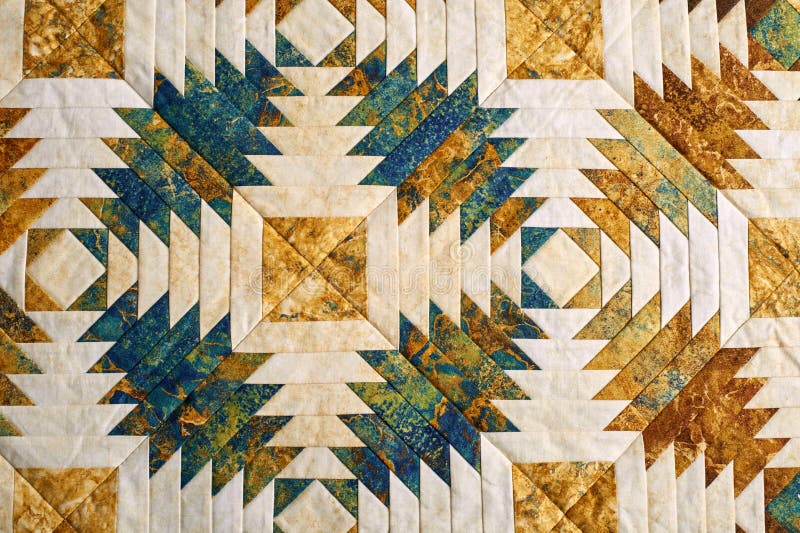 Fragment of Quilt Stitched from Pineapple Pattern Blocks, Traditional ...