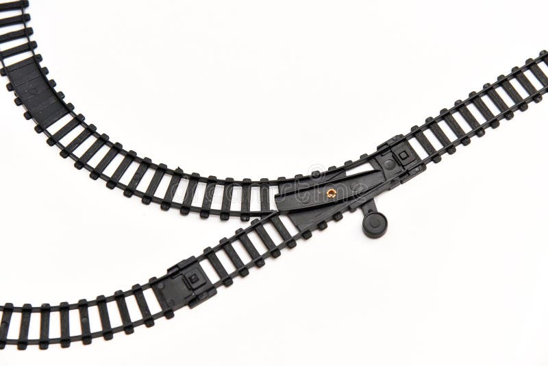 Fragment of a Railroad Track on a White Background with a Fork and an ...