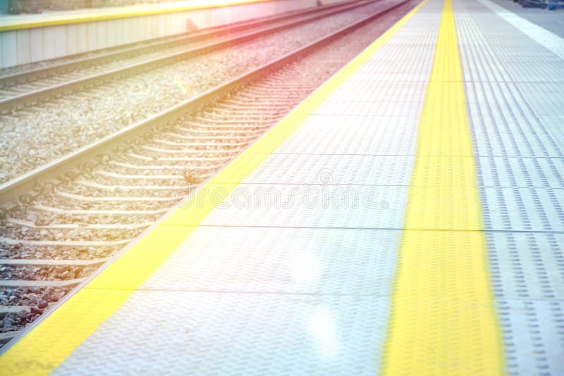 Fragment of the Platform and Railroad Tracks in Sunlight. Stock Photo ...