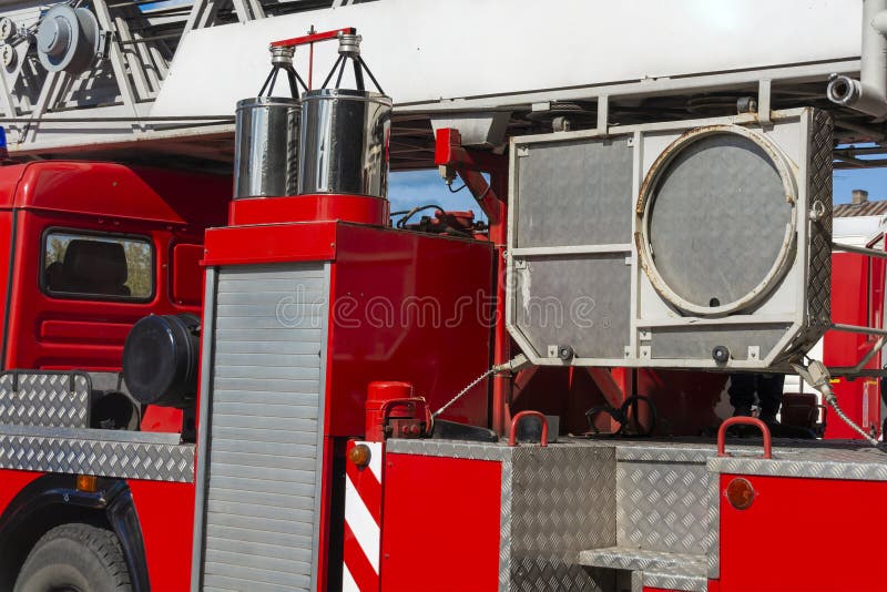 Fragment of a Red Fire Engine. Fire Technological Transport Stock Photo ...