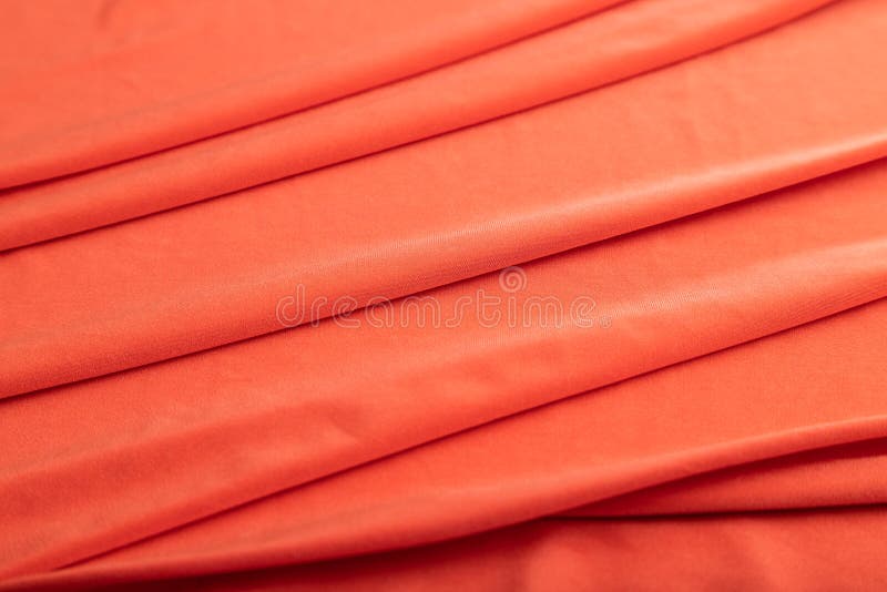 Fragment of Red Silk Tissue. Side View, Natural Textile Background ...