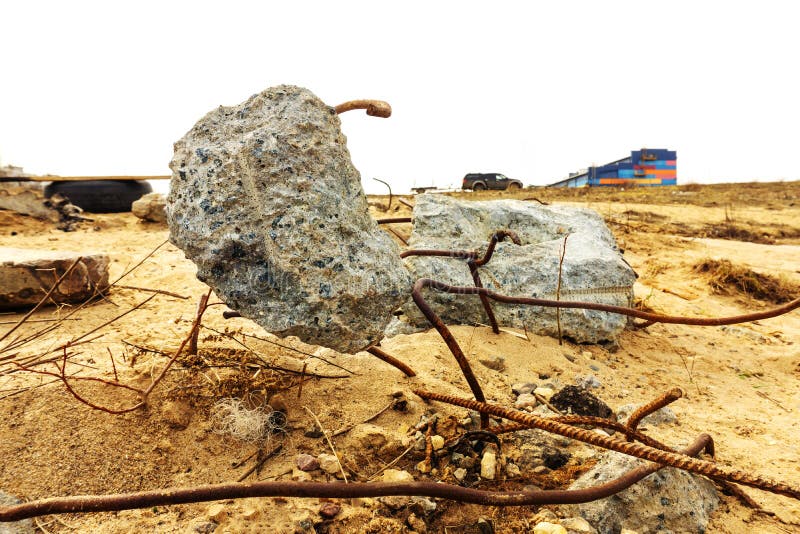 Fragment of Reinforced Concrete Structure after Destruction. a Large ...