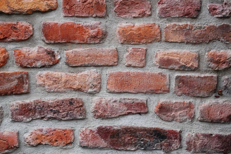 Fragment of the Restoration of Masonry of Old Red Brick. Different Size ...