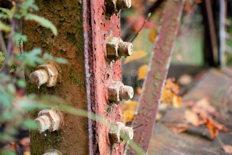 Fragment Rusty Power Pole Structure Bolts Stock Photos - Free & Royalty ...