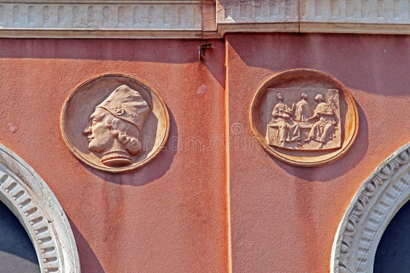 Fragment of a Sculpture Made from Marble Under a Window in Ven??? Stock ...
