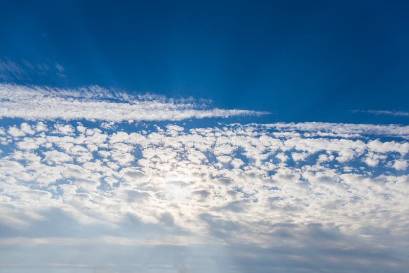 Fragment of the Sky with Cirrus Clouds and Sun Beams Stock Image ...