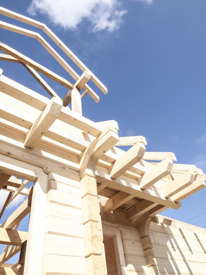 Fragment Structure Wooden Log Home Stock Photo - Image of roof, walls ...