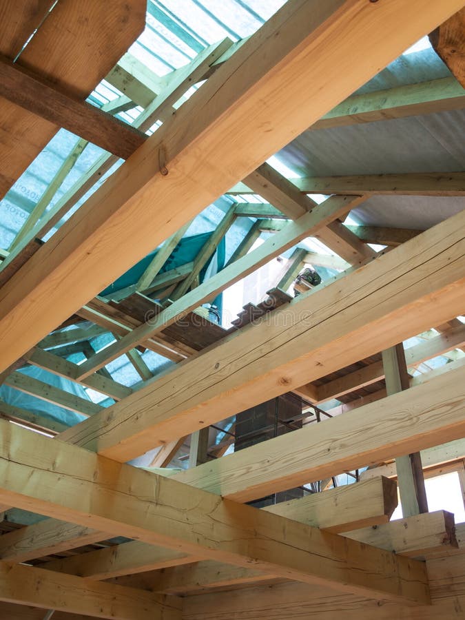 Fragment Structure Wooden Log Home Stock Image - Image of columns ...