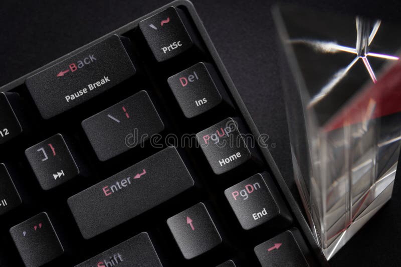 Fragment of a Trendy Mechanical Computer Keyboard and a Glass Prism on ...