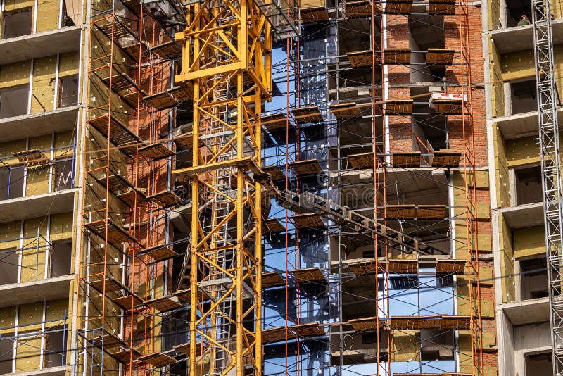 Fragment of an Unfinished Concrete and Brick Building Under ...