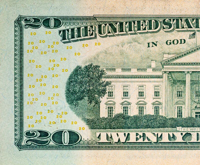 Fragment of 20 US Dollar Banknote for Design Purpose. Closeup of ...