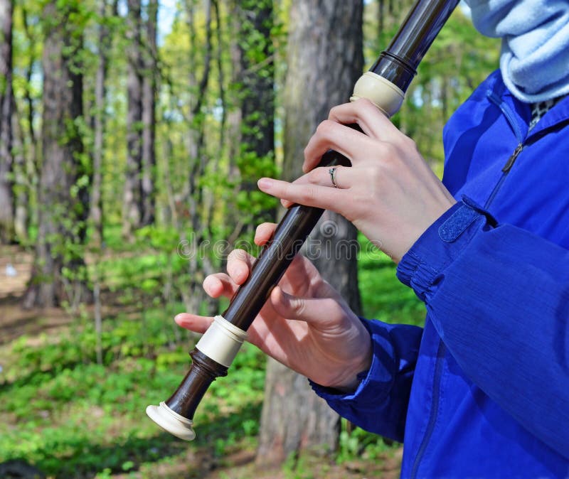 Art Flaustistmusicus Van De Vrouwenfluitist Het Spelen Fluit Stock ...