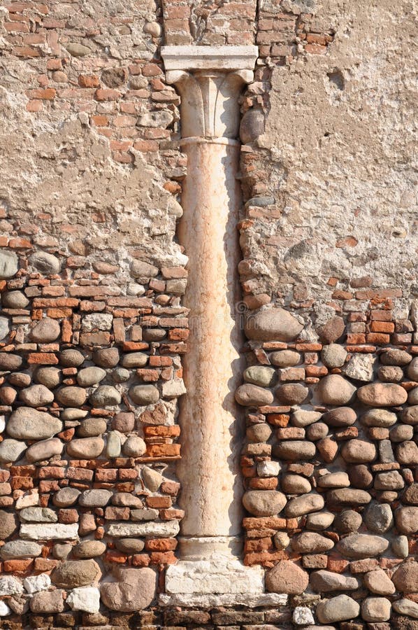 Fragment of the Wall with Column Stock Photo - Image of medieval, aged ...