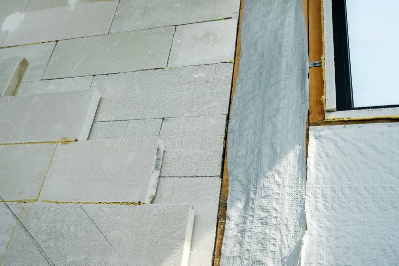 Fragment of a Wall Made of Aerated Concrete Blocks. Building a House ... Fragment of a Wall Made of Aerated Concrete Blocks. Building a House ...