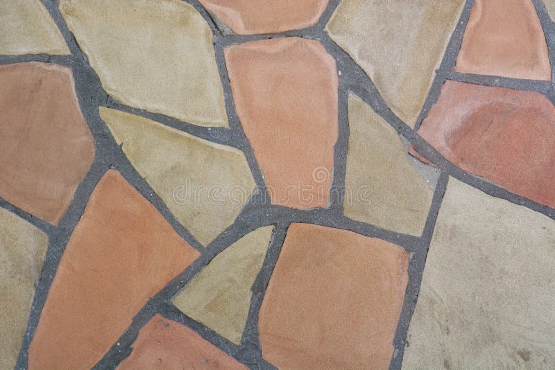 Fragment of a Wall Made of Chipped Stone. Stone Tiles of Various Shapes ...