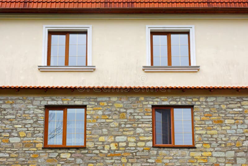 Fragment of Wall with Windows, Separeted by Material Stock Photo ...