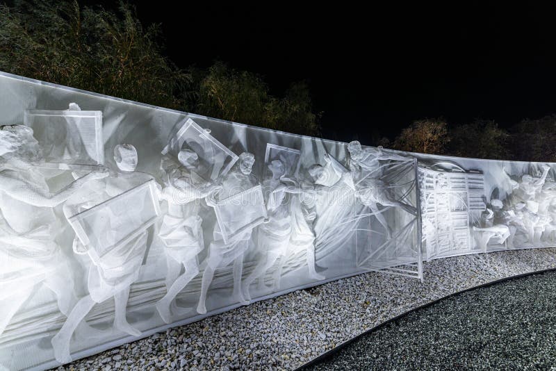 Fragment of White Multi-figured Bas-relief Made of Plastic Mesh by ...