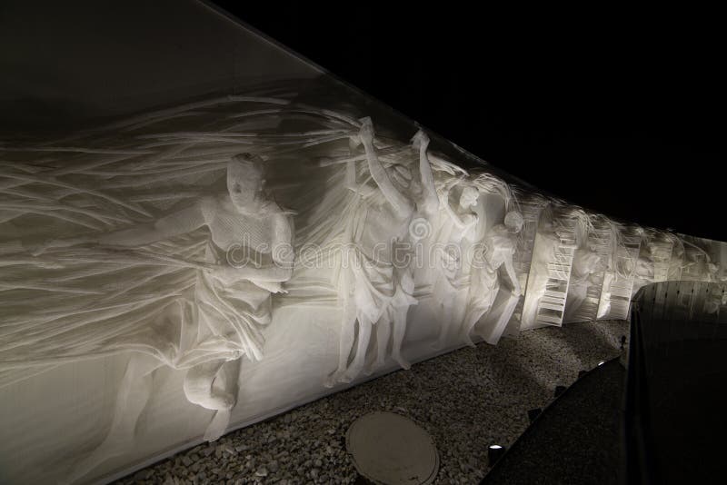 Fragment of White Multi-figured Bas-relief Made of Plastic Mesh by ...