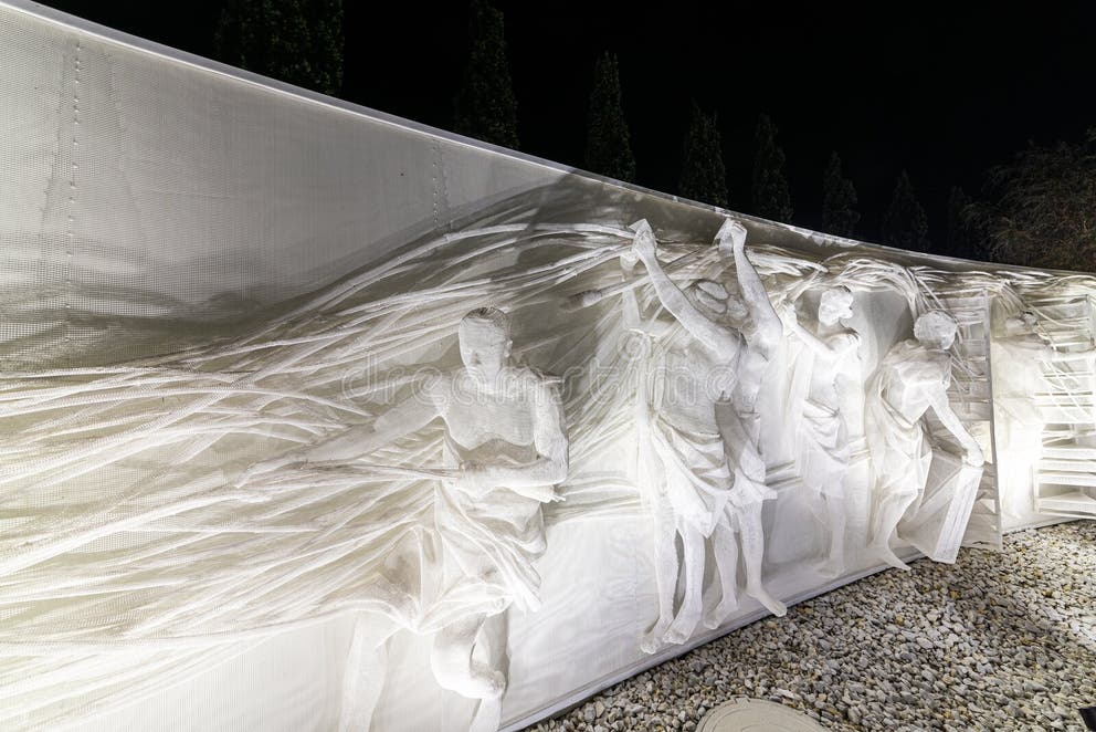 Fragment of White Multi-figured Bas-relief Made of Plastic Mesh by ...