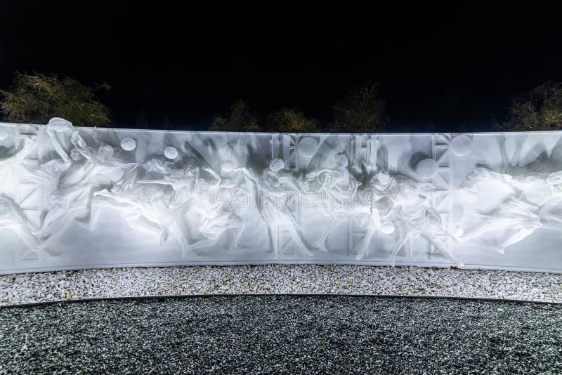 Fragment of White Multi-figured Bas-relief Made of Plastic Mesh by ...