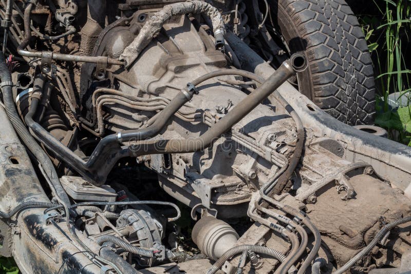 Fragment of the Wrecked Car, Engine, Gearbox and Hinged Equipment, Car ...