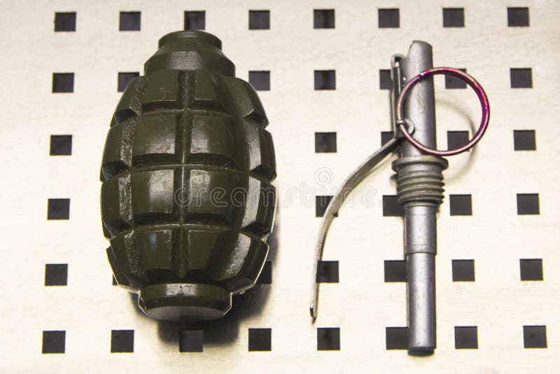 Fragmentation, Combat Grenade in Green Color Close-up Stock Image ...