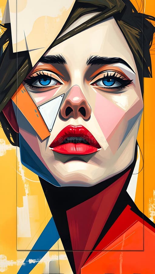 Fragmented Abstract Portrait with Sharp Contrast and Emotion. Stock ...