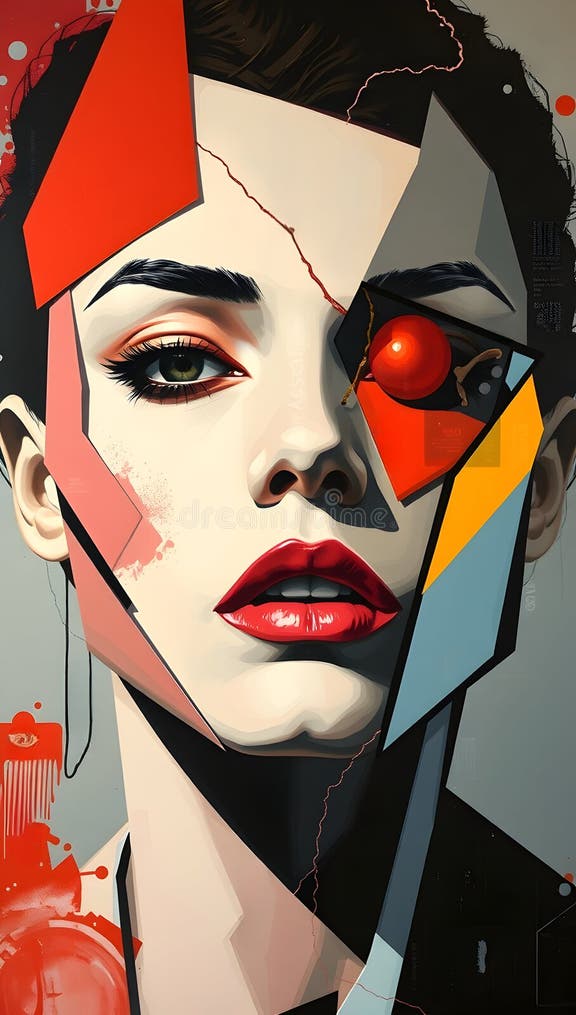 Fragmented Abstract Portrait with Sharp Contrast and Emotion. Stock ...